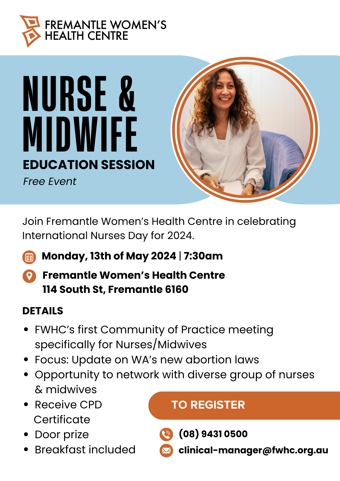 Nurse & Midwife | Free Education Session | Fremantle Women's Health Centre